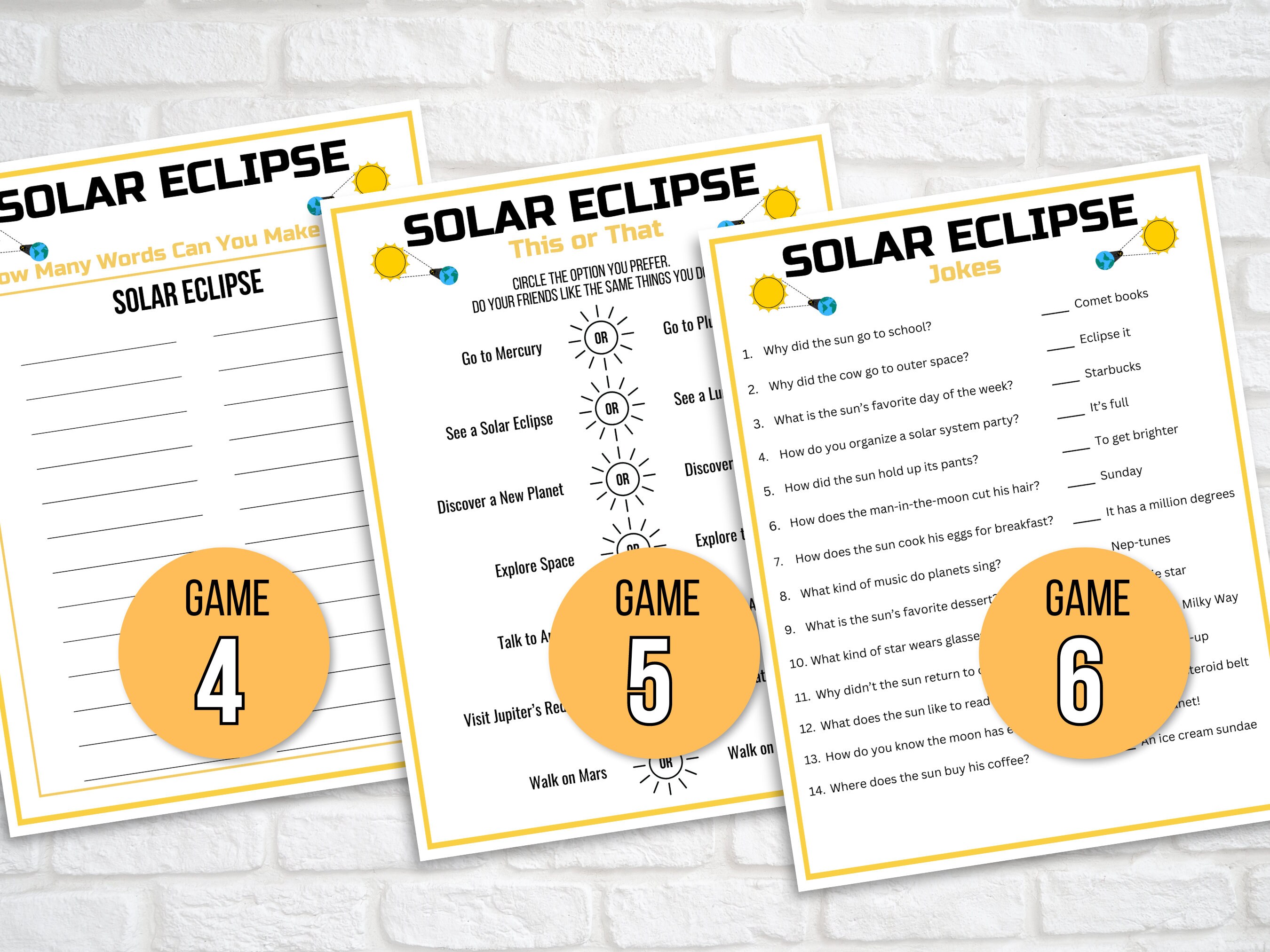 Solar Eclipse Games, Printable Solar Eclipse Games, Solar Eclipse Game ...