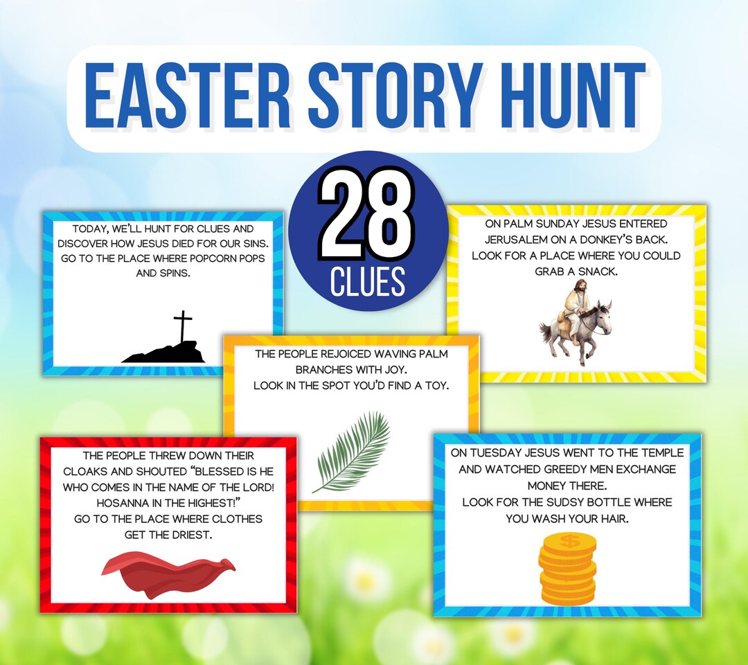 Easter Story Treasure Hunt, Religious Easter Scavenger Hunt, Christian ...