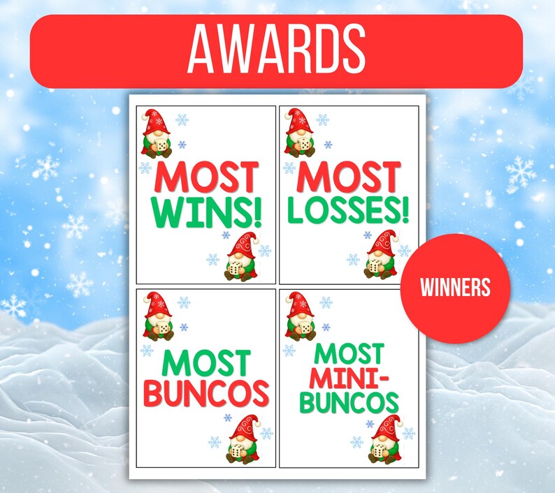 Christmas Bunco Score Sheet, Christmas Gnome Bunco, Christmas Bunco ...