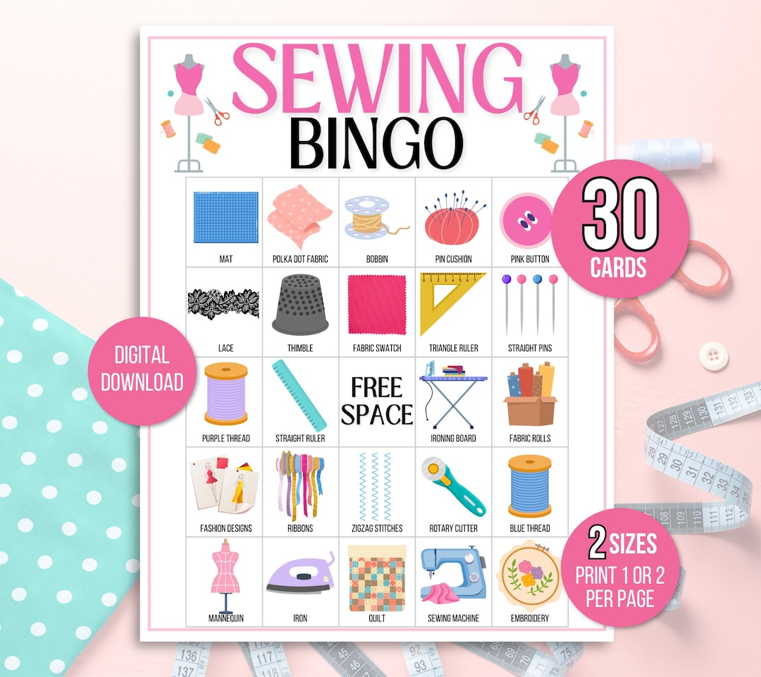 Sewing Bingo, 30 Printable Sewing Bingo Cards, Quilting Bingo, Sewing ...