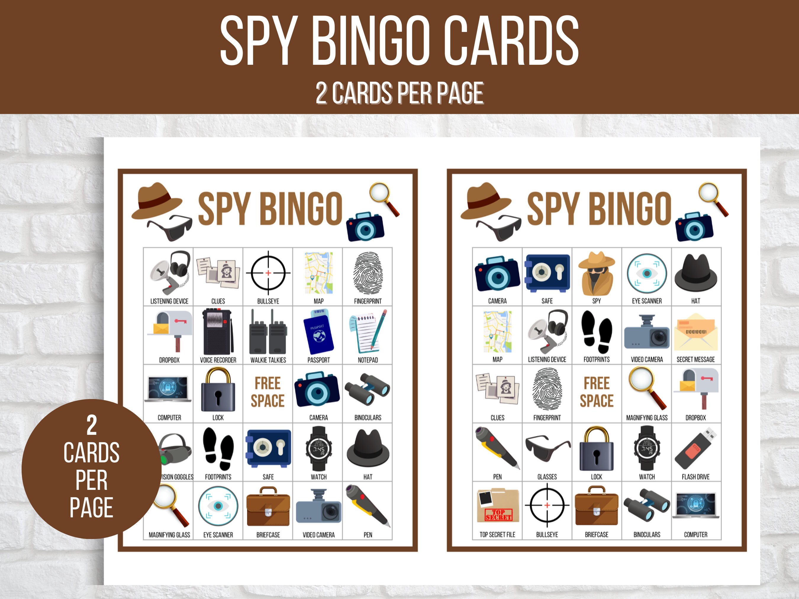 Spy Bingo 30 Printable Spy Bingo Cards Spy Party Game Spy - Etsy UK