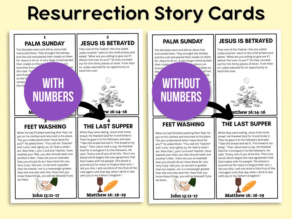Easter Story Cards, Resurrection Story Cards, Holy Week Cards, Easter ...