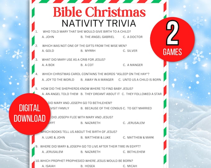Christmas Bible Trivia Game, Church Christmas Party Game, Fun Christmas ...