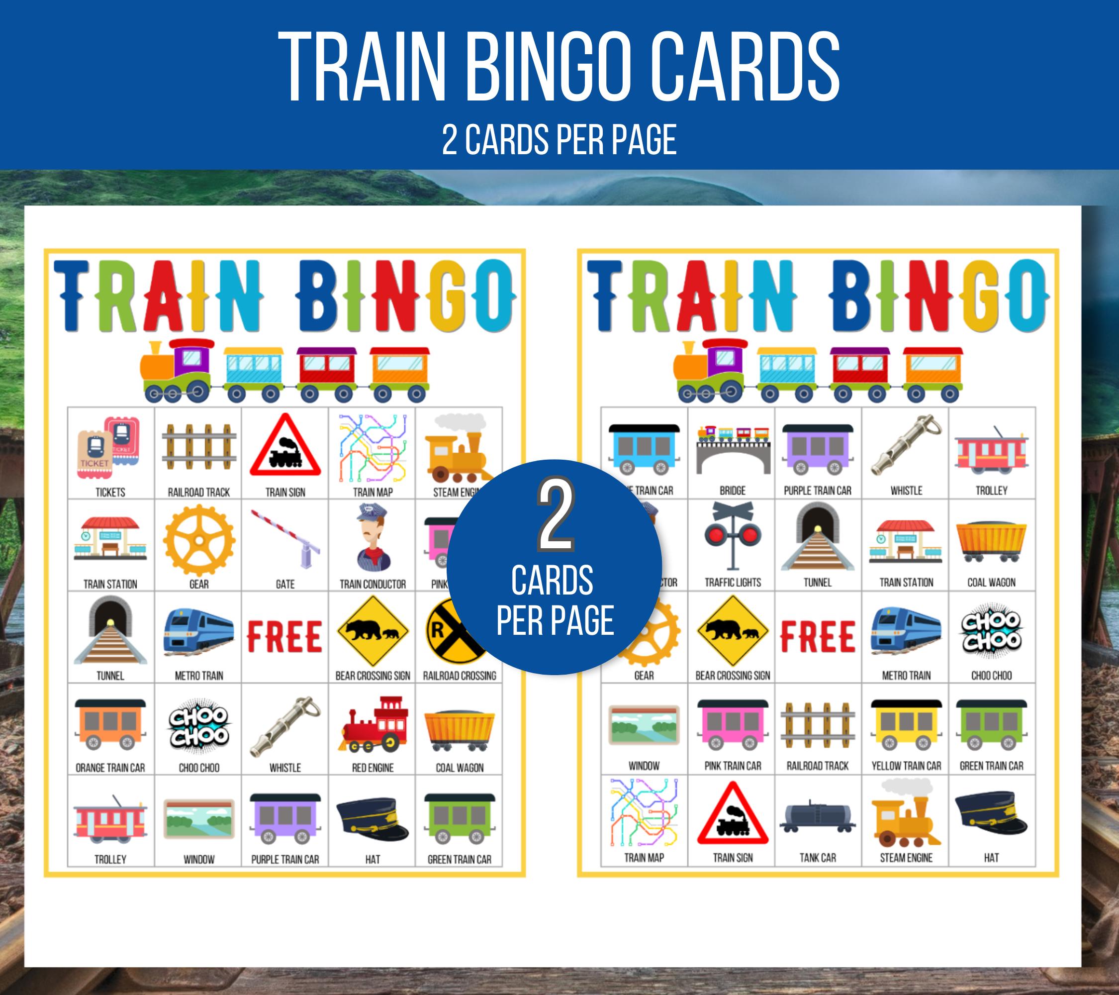Train Bingo, 30 Printable Train Bingo Cards, Train Travel Bingo, Train ...