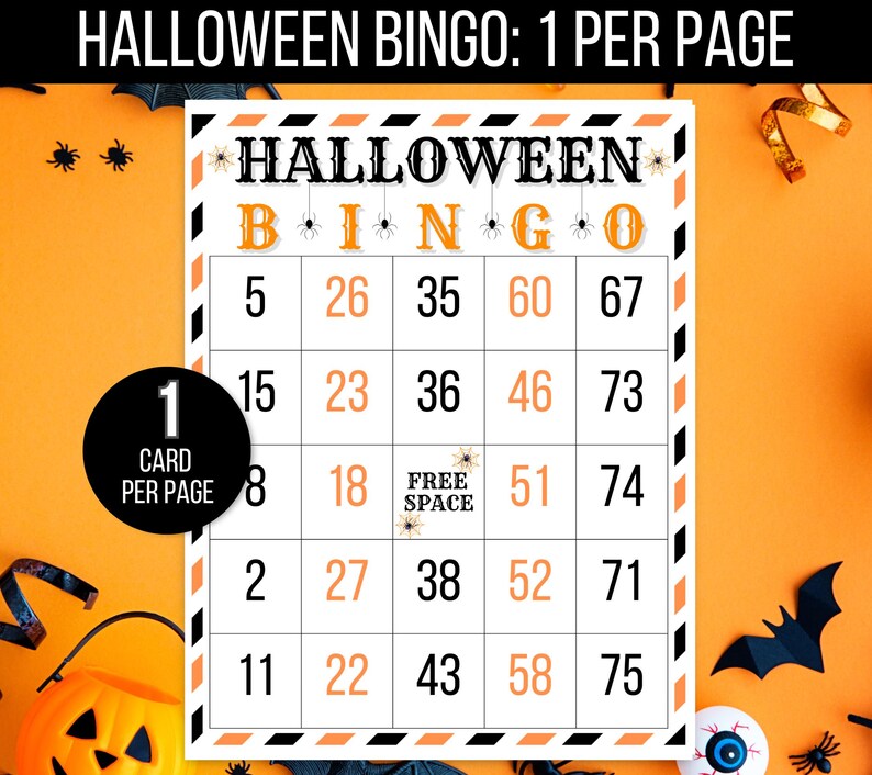 100 Halloween Bingo Cards, Halloween Number Bingo, Halloween Party Game ...
