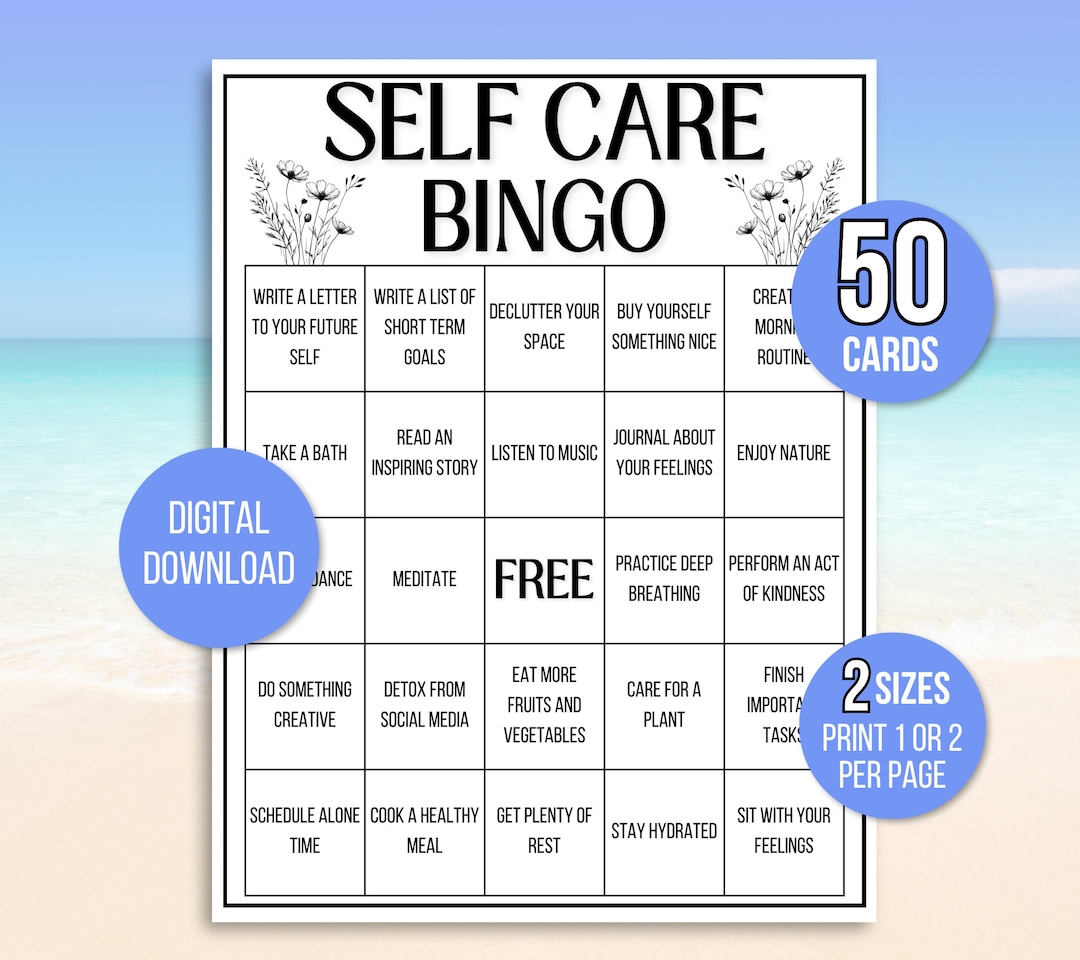 Self Care Bingo, 50 Self Care Bingo Cards, Self Care Challenge, Self ...
