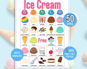 Ice Cream Bingo, Ice Cream Shop Bingo, Printable Bingo Cards, Ice Cream ...