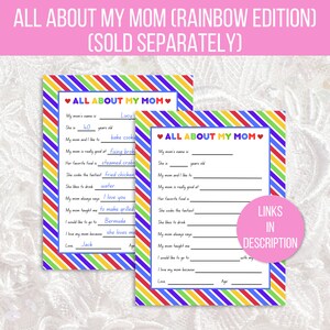 All About My Mom Fill in the Blanks Questionnaire, Mother's Day Craft ...