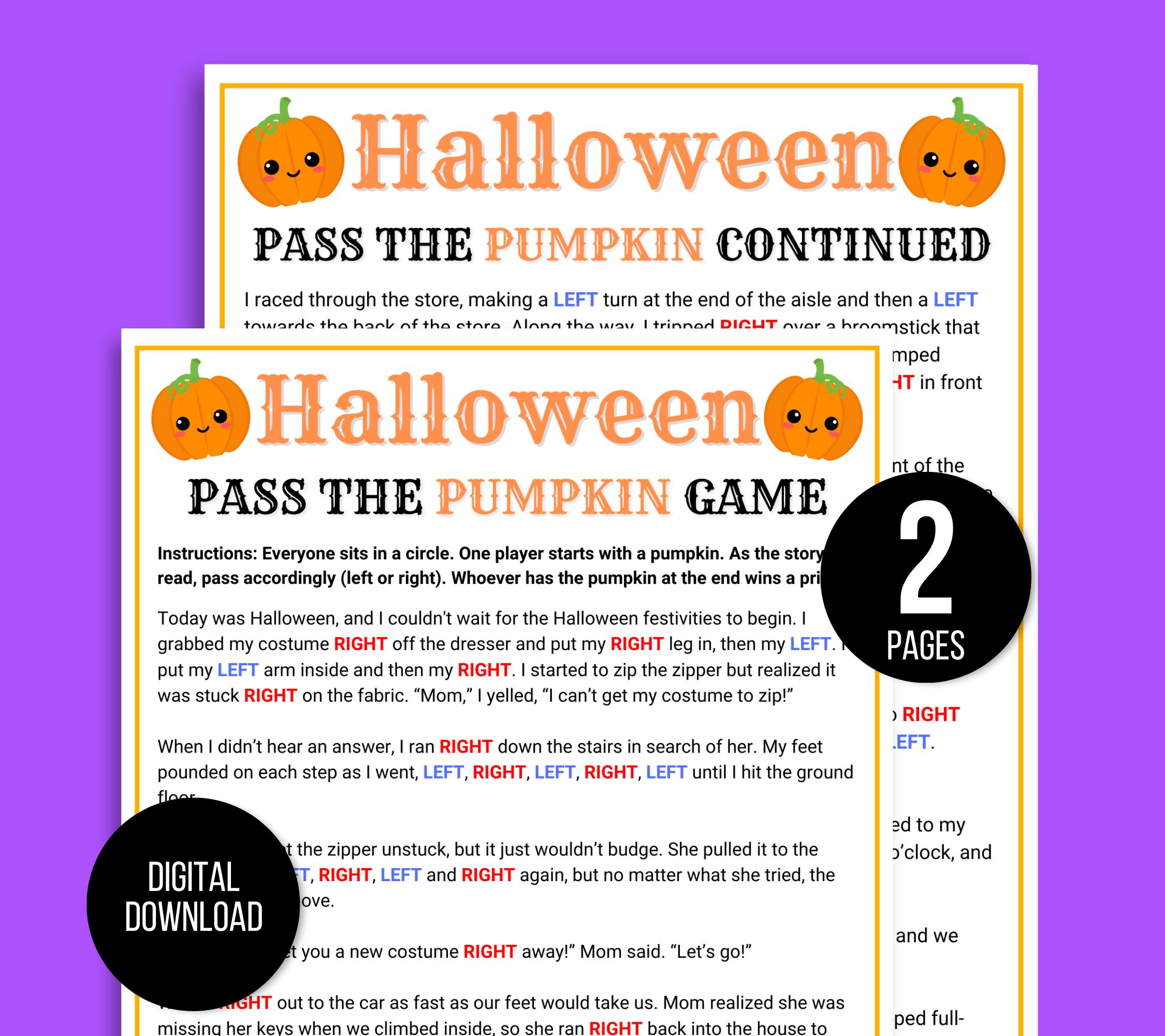 Halloween Left Right Game, Pass the Pumpkin Game, Halloween Left Right ...