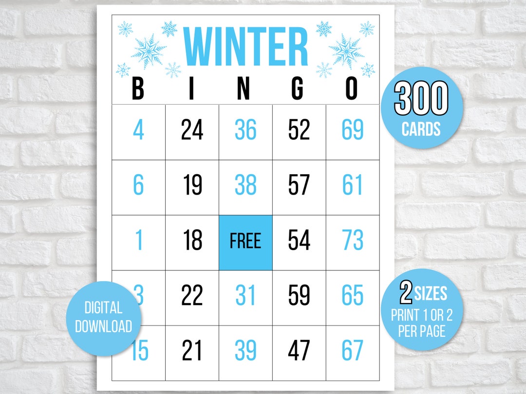 300 Winter Bingo Cards, 1, 2, or 4 per Page, Winter Party Game, Winter ...