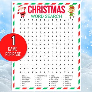 Christmas Word Search, Fun Christmas Game, Printable Christmas Game ...