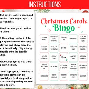 Christmas Carol Bingo, 50 Printable Christmas Carol Bingo Cards ...