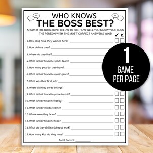Who Knows the Boss Best Game, Team Building Games, How Well Do You Know ...