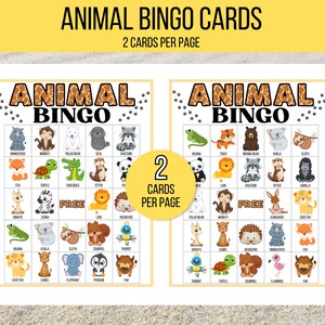Animal Bingo, 30 Printable Animal Bingo Cards, Animal Party Game ...