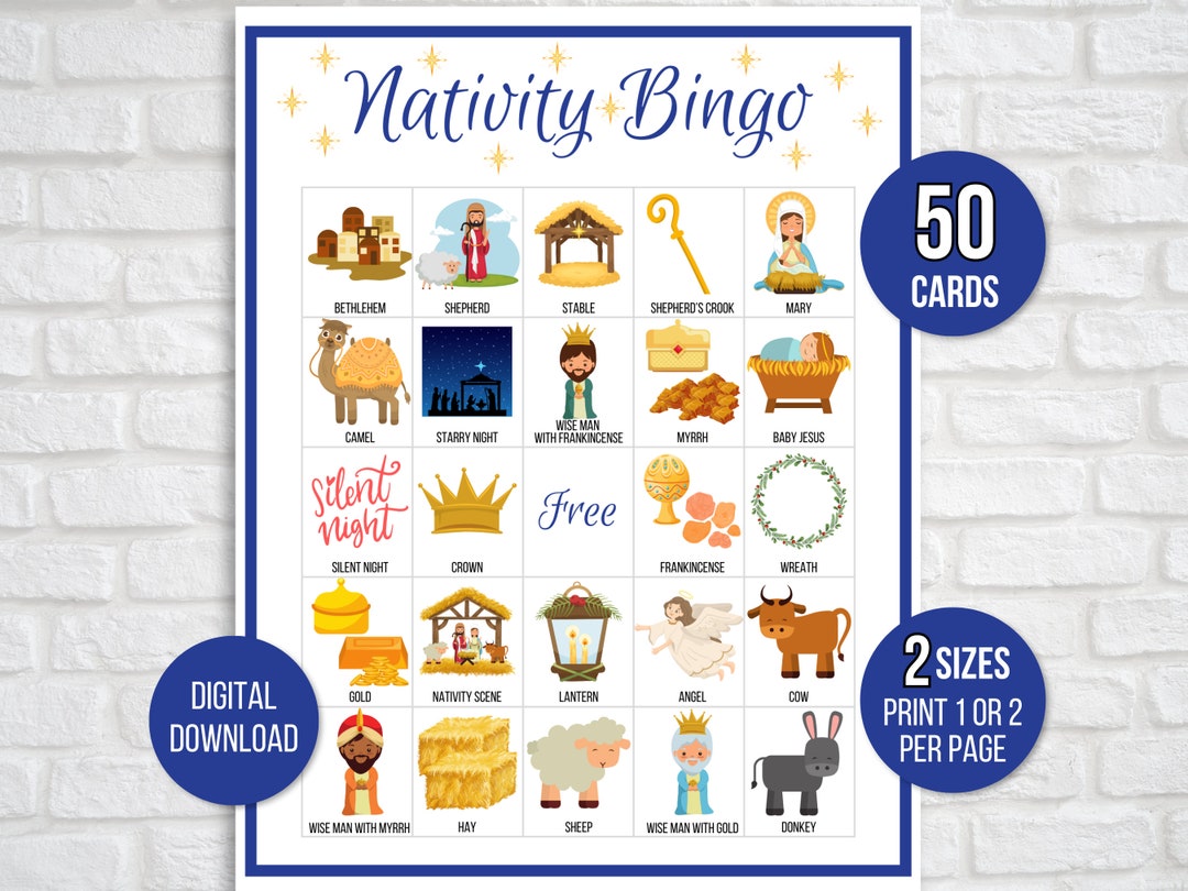 Nativity Bingo, 50 Nativity Bingo Cards, Christmas Bingo, Christmas ...