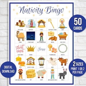 Nativity Bingo, 50 Nativity Bingo Cards, Christmas Bingo, Christmas ...