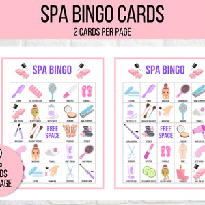 Spa Bingo, 40 Spa Bingo Cards, Spa Birthday Party Game, Girls Party ...
