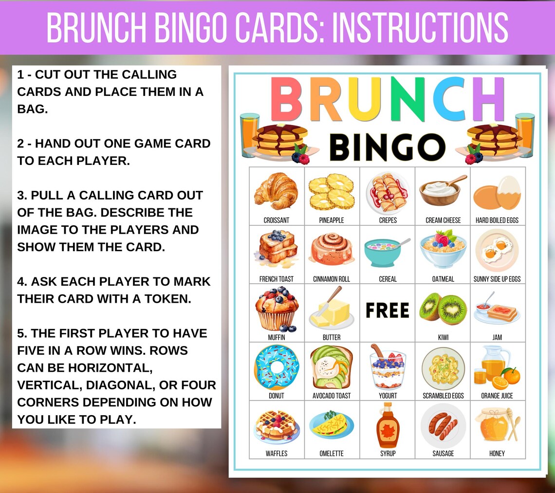 Brunch Bingo, 30 Printable Brunch Bingo Cards, Brunch Bingo Game ...