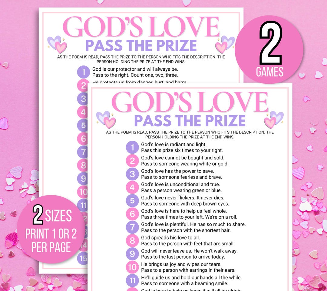 God's Love Pass the Prize Game, Pass the Prize Gods Love Game, Church ...