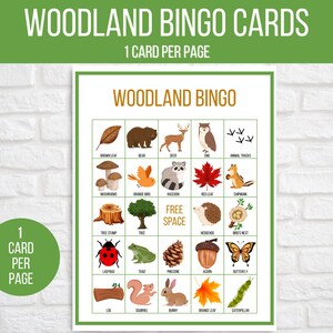 Woodland Bingo, 30 Printable Woodland Bingo Cards, Woodland Party Game ...