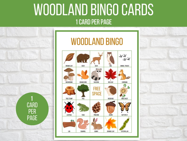 Woodland Bingo 30 Printable Woodland Bingo Cards Woodland - Etsy UK
