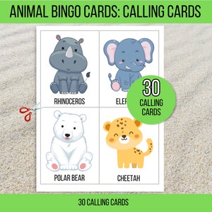 Animal Bingo, 30 Printable Animal Bingo Cards, Animal Party Game ...