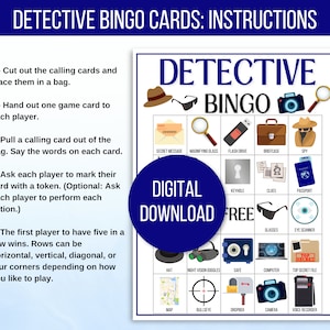 Detective Bingo, 30 Detective Bingo Cards, Spy Bingo, Secret Agent ...