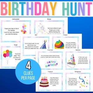 Indoor Birthday Treasure Hunt, Indoor Birthday Scavenger Hunt, 24 ...