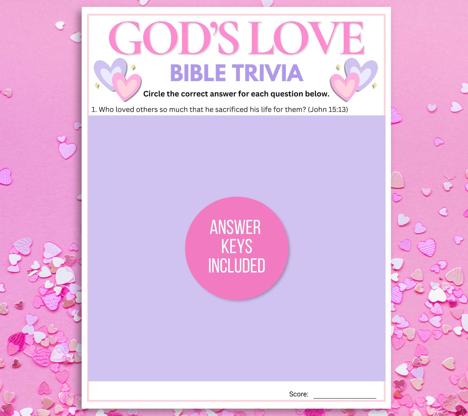 Gods Love Bible Trivia Game, Gods Love Game, Valentine’s Bible Trivia ...