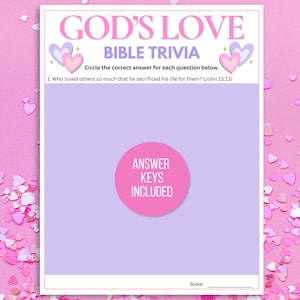 Gods Love Bible Trivia Game, Gods Love Game, Valentine’s Bible Trivia ...