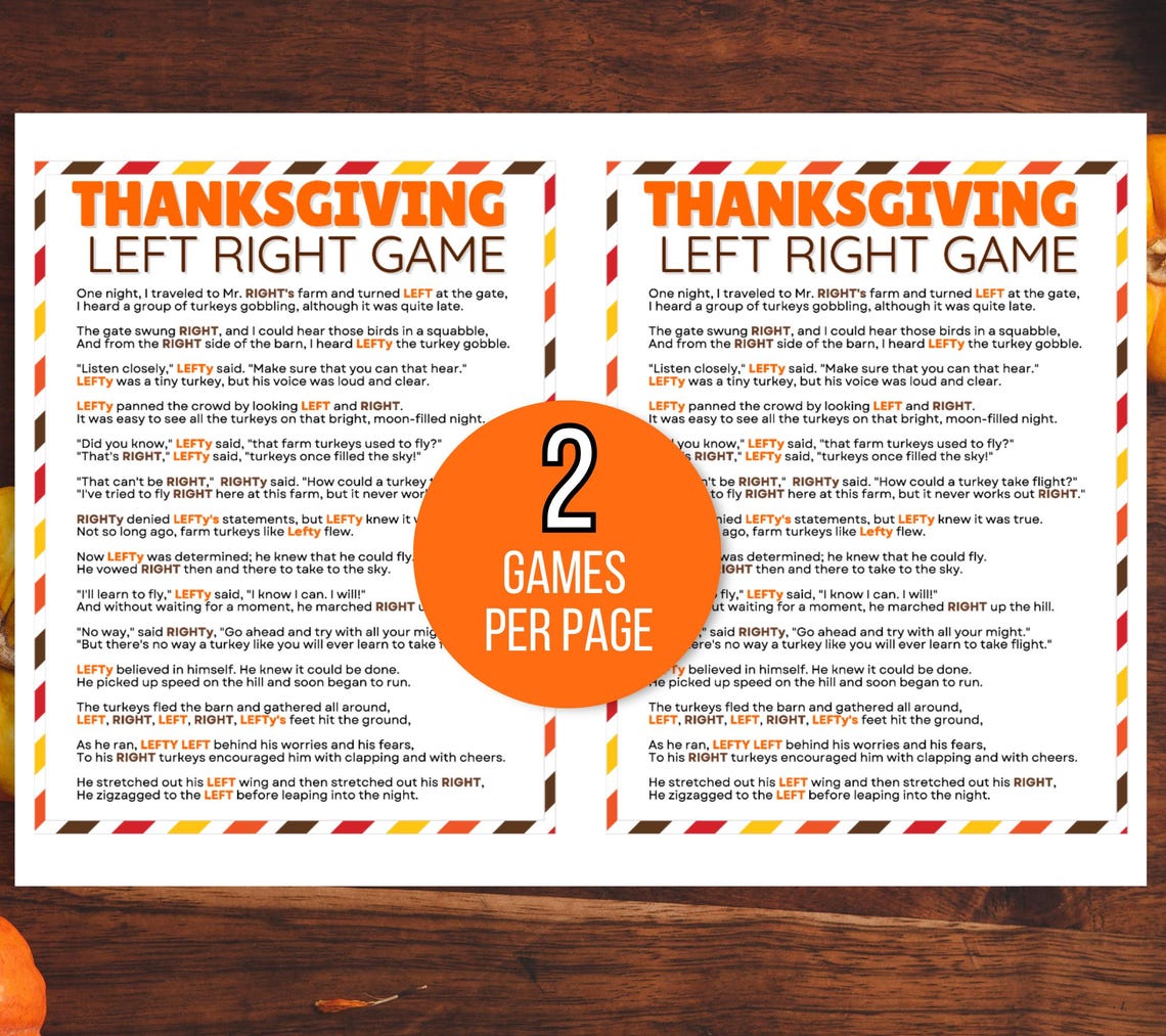 Thanksgiving Left Right Game, Thanksgiving Games, Thanksgiving Pass the ...