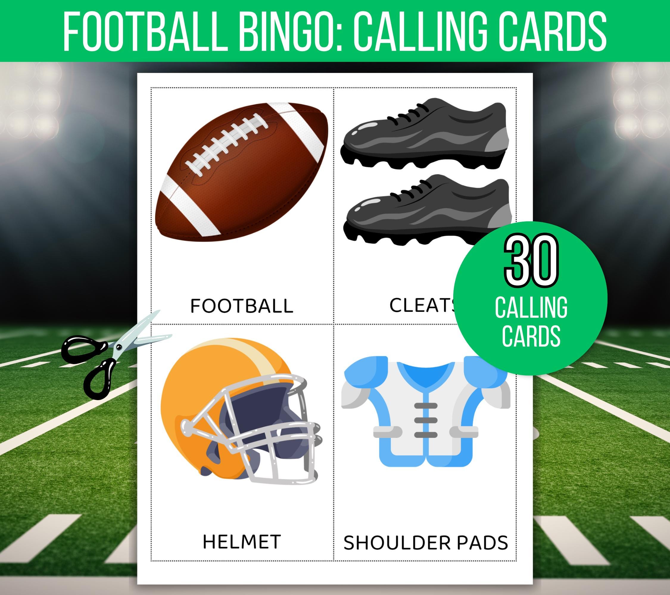 Football Bingo, 60 Unique Printable Football Bingo Cards, Football Game ...