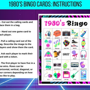 80s Bingo, 1980s Bingo, Retro Bingo, 30 Printable 1980s Bingo Cards ...