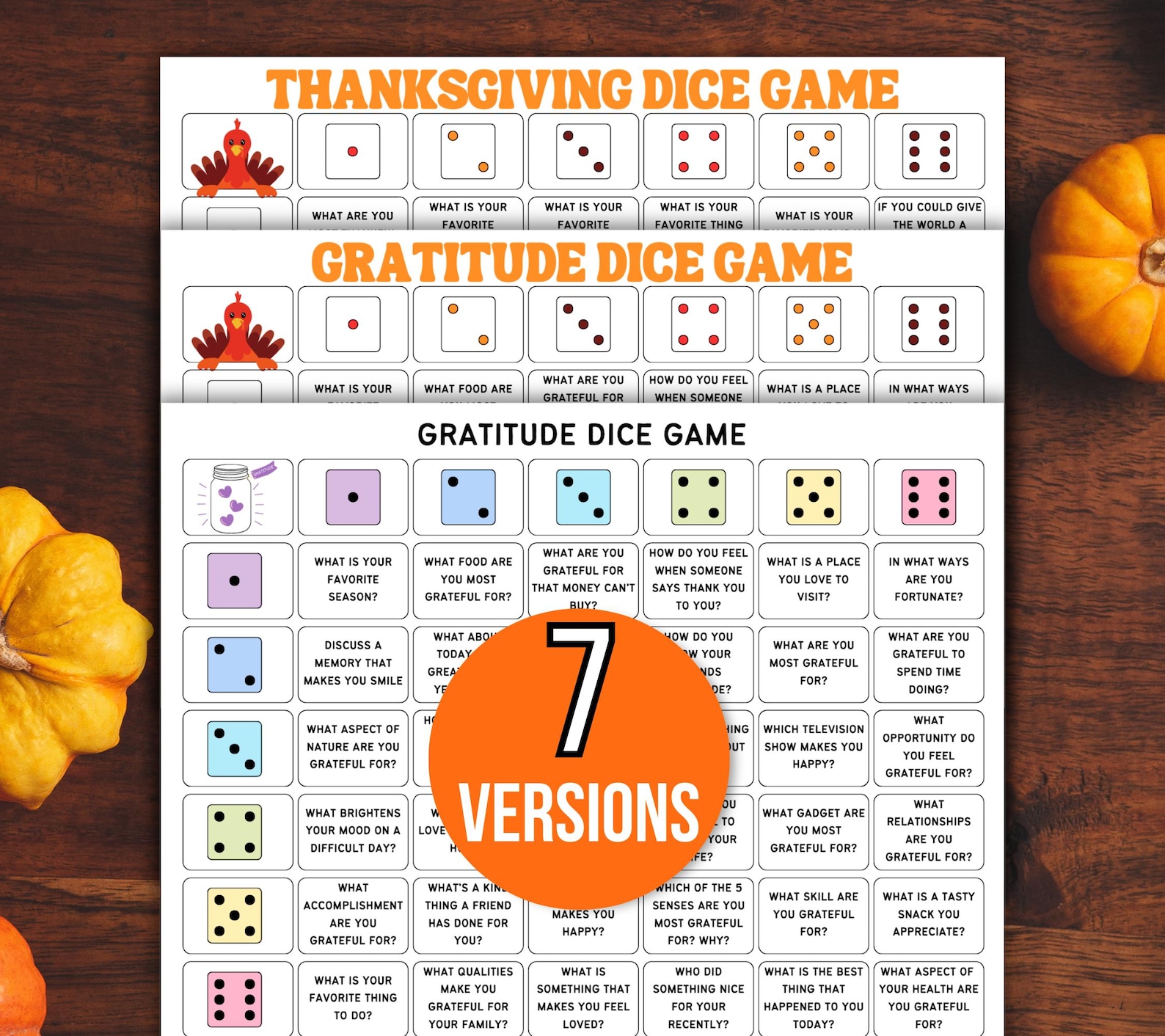 Thanksgiving Gratitude Dice Game, Gratitude Dice Game, Thanksgiving ...