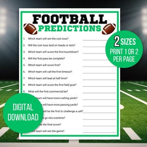 Football Game Predictions, Football Party Games, Football Game for ...