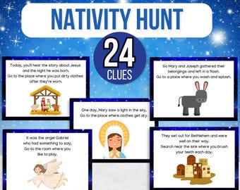 Nativity Treasure Hunt Clues, Nativity Scavenger Hunt, Christmas Story ...