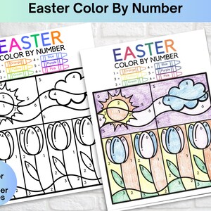 Easter Color by Number, 7 Printable Easter Coloring Pages, Easter ...