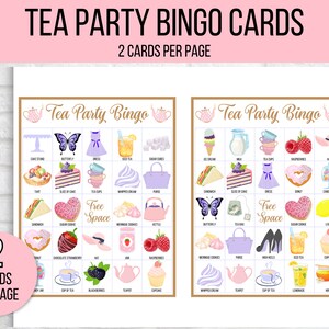 Tea Party Bingo, 40 Unique Printable Tea Party Bingo Cards, Tea Party ...