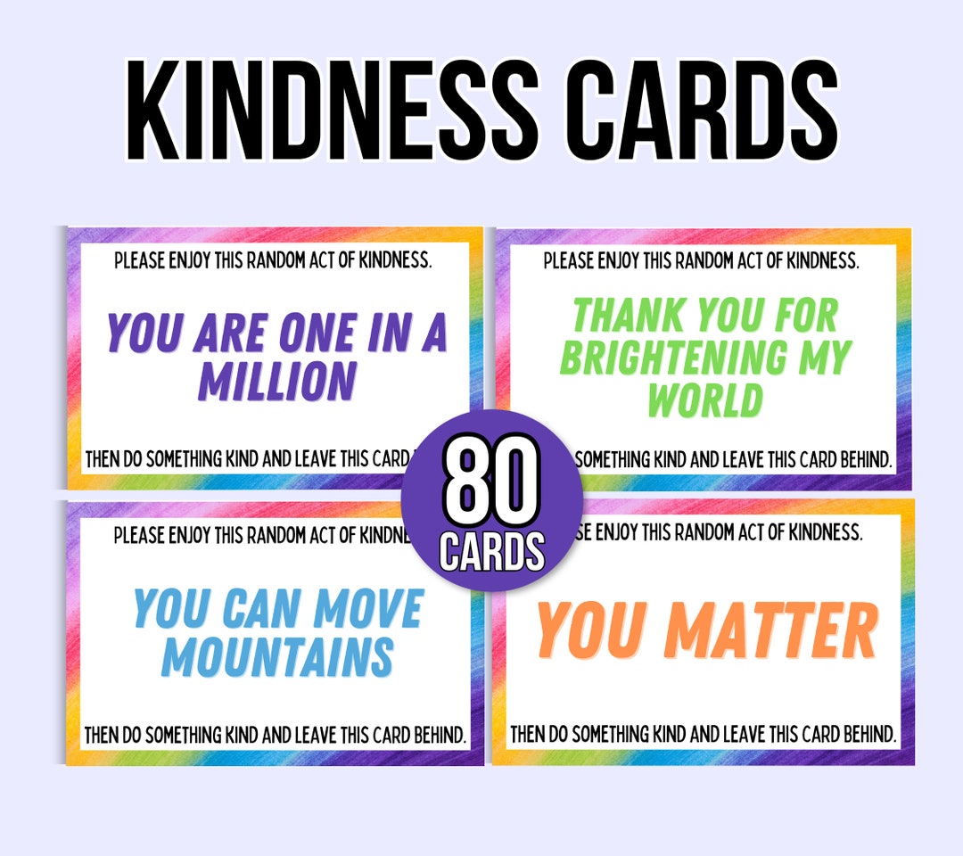 Random Act of Kindness Cards, Kindness Cards, 60 Positive Affirmation ...