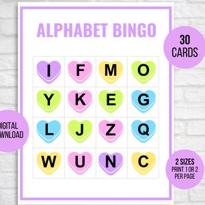 Valentine's Day Bingo, 30 Valentines Day Bingo Game Cards, Valentines ...