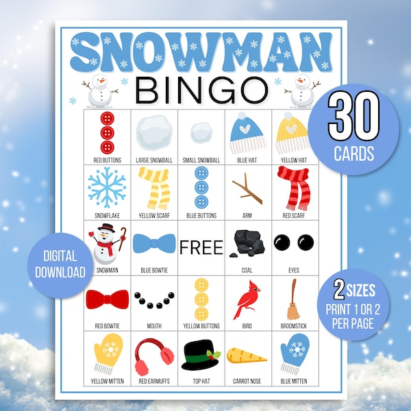 Snowman Card - Etsy