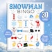 Snowman Bingo, Winter Bingo, 30 Printable Snowman Bingo Cards, Winter ...