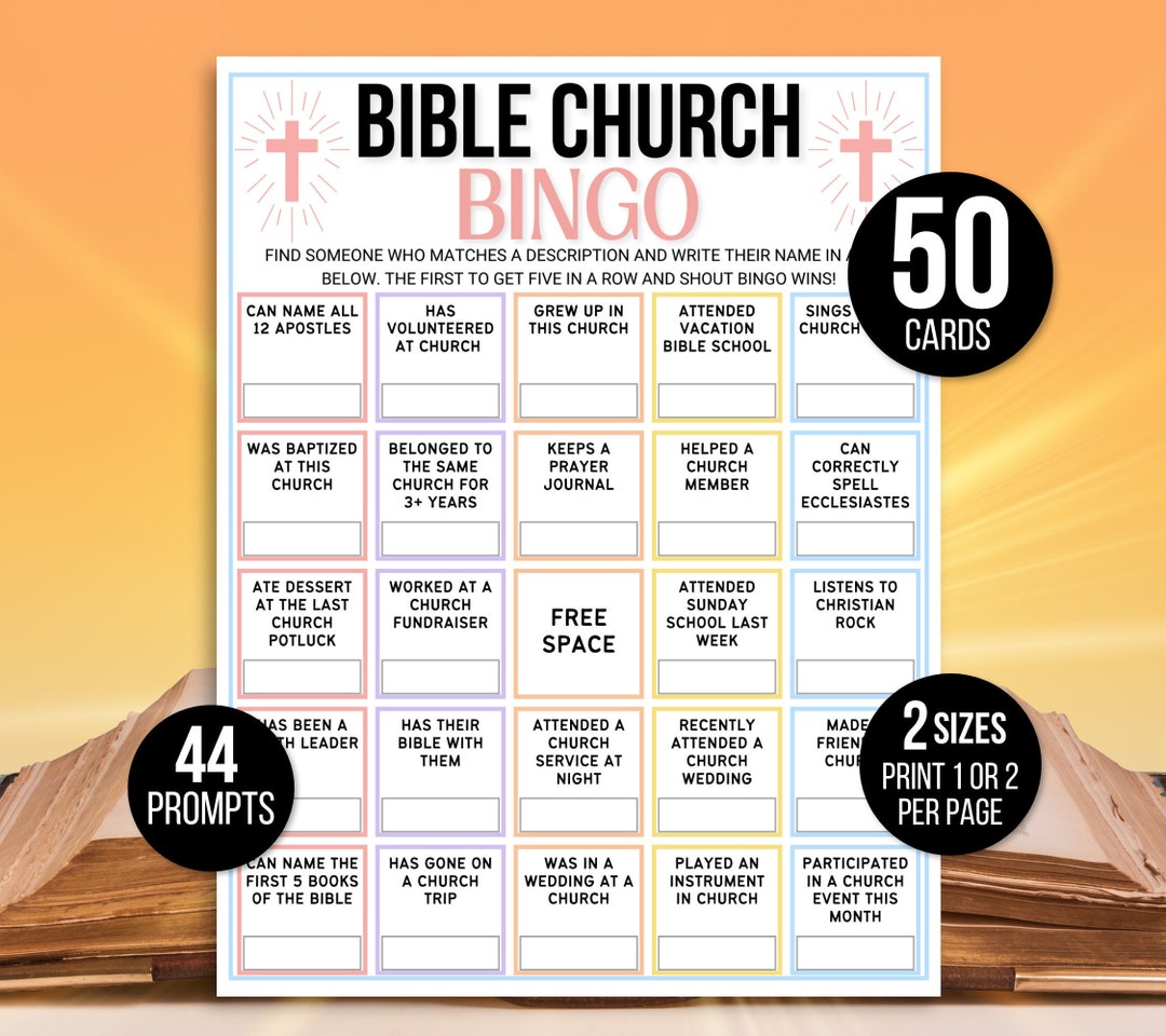 Bible Church Bingo, 50 Church Bingo Cards, Christian Bingo, Find ...