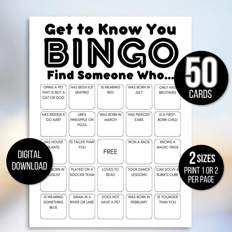 Get to Know You Bingo - Etsy