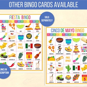 Fiesta Bingo, 30 Printable Fiesta Bingo Cards, Fiesta Activity for Kids ...