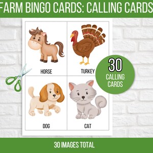 Farm Bingo, 30 Printable Farm Bingo Cards, Barnyard Bingo, Barnyard ...
