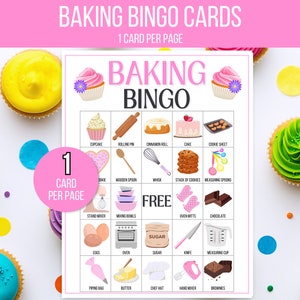 Baking Bingo, 30 Printable Baking Bingo Cards, Baking Birthday, Baking ...