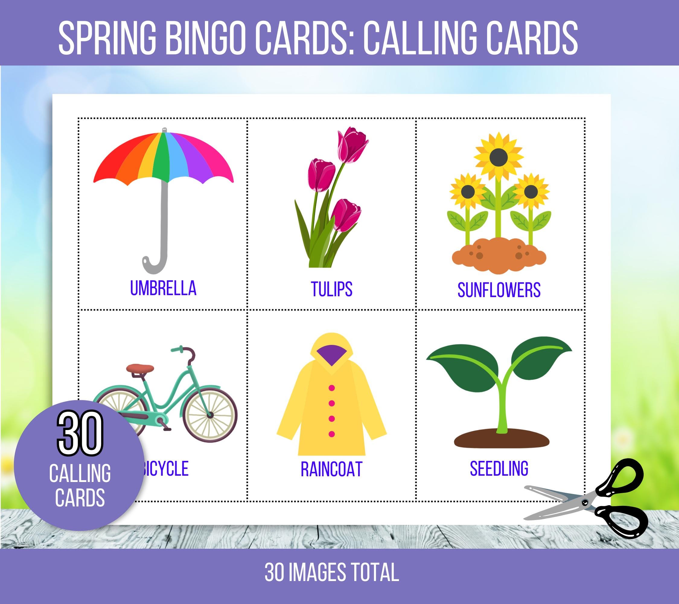 Printable Spring Bingo, 30 Spring Bingo Cards, Spring Activity for Kids ...