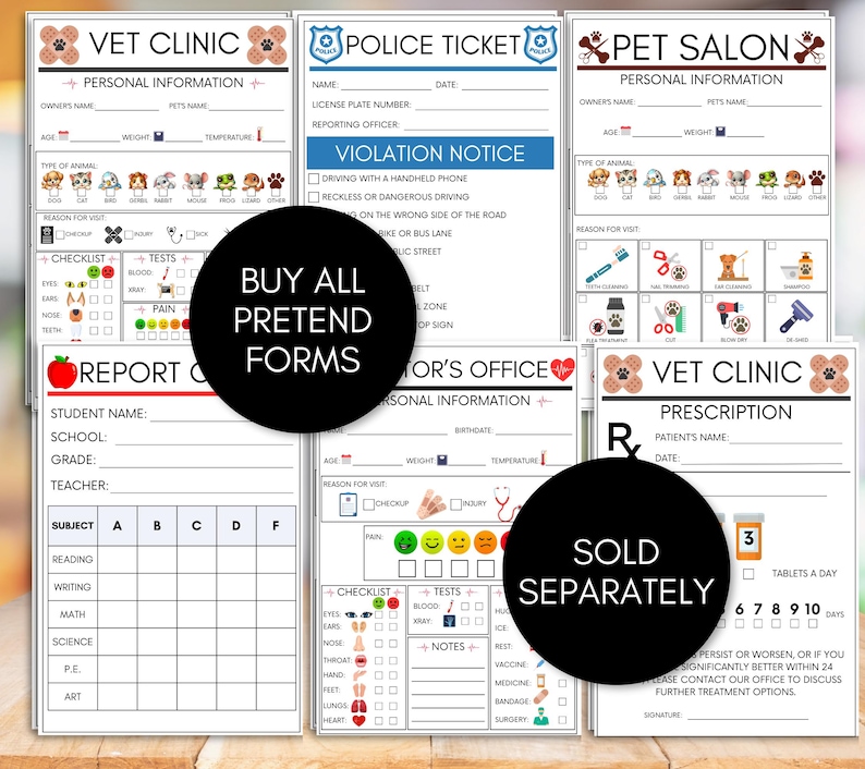 Doctors and Nurses Pretend Play, Patient Report Form, Doctor Printable ...