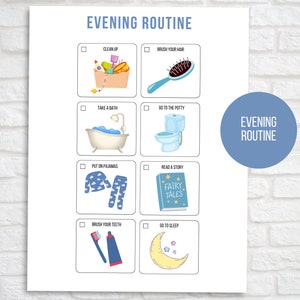 Kids Morning and Evening Routine Charts, Morning Routine for Kids ...